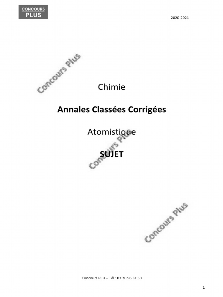 Sujet Paces Atomistique | PDF