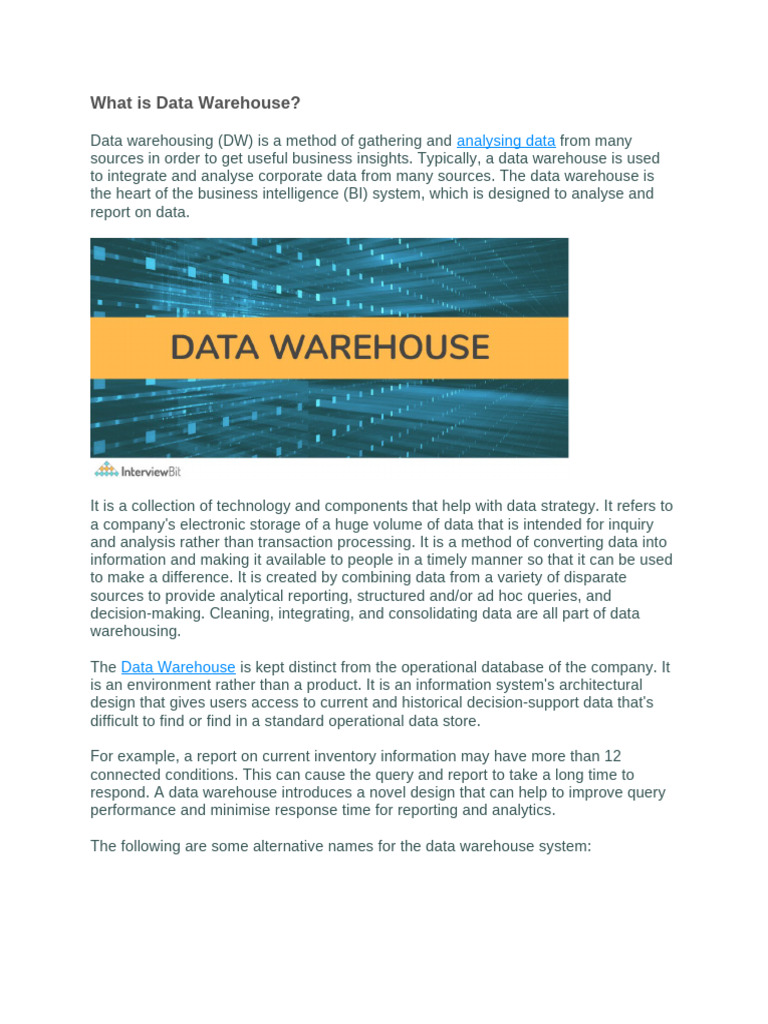 Interview Questions Data Warehouse | PDF | Data Warehouse | Databases