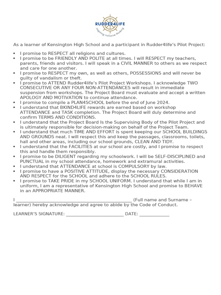 Rudder4life Project Pledge | PDF