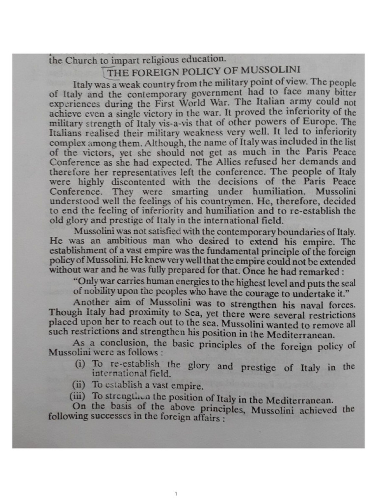 Mussolini's Foreign Policy | PDF