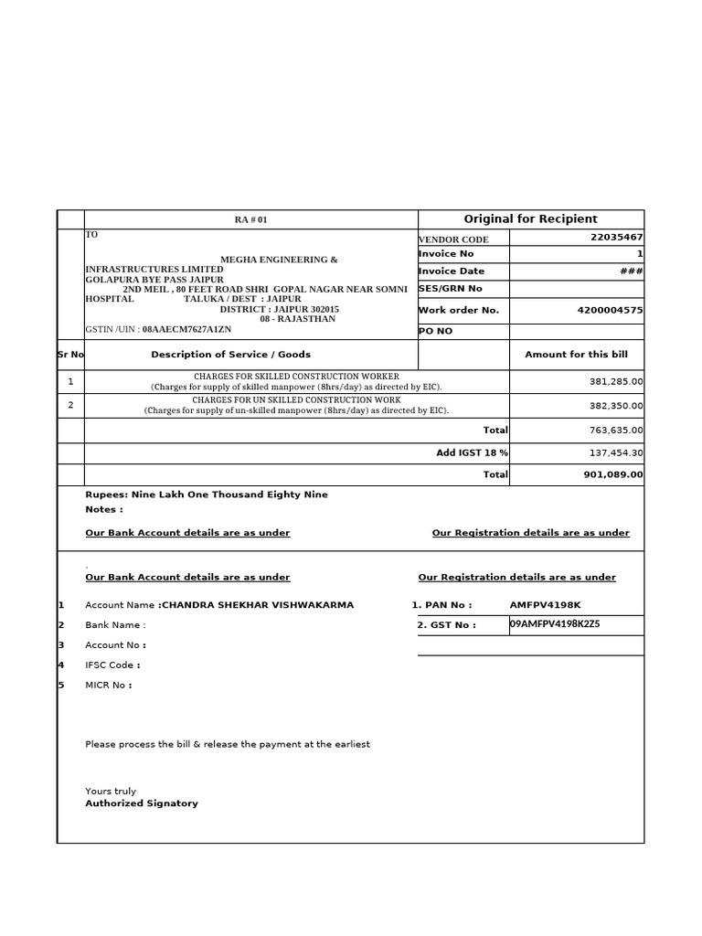 Ra 2nd Billing Civil Manpower Supply | PDF | Trench | Building Engineering