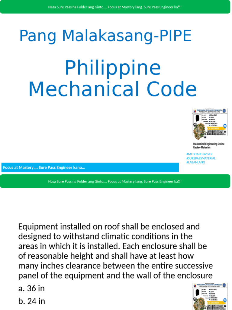 PANG MALAKASANG PIPE - Philippine Mechanical Code Sample Exam | PDF ...