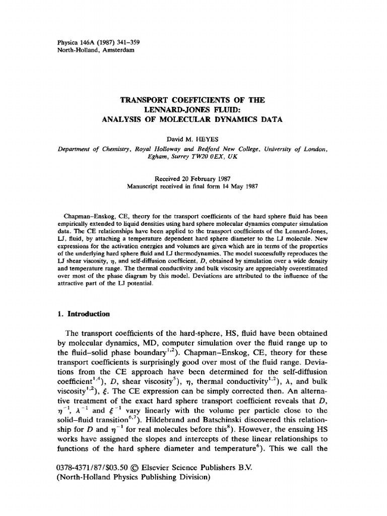 Pii - 0378-4371 (87) 90236-6 | PDF | Viscosity | Mechanical Engineering
