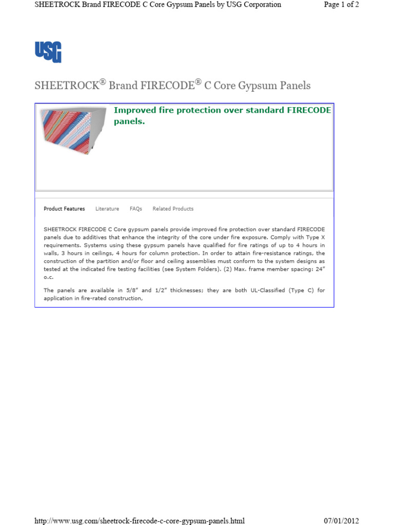 sheetrock-firecode-c-core-gypsum-panels | PDF