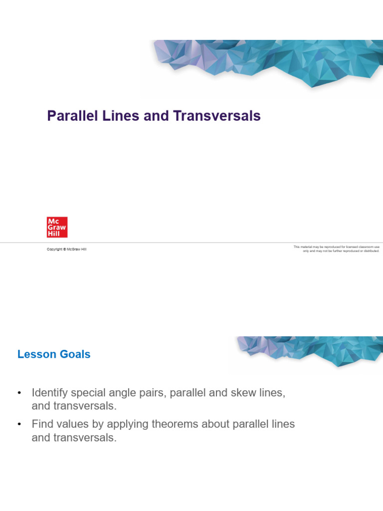 3-7 Parallel Lines and Transversals | PDF | Elementary Mathematics | Euclid