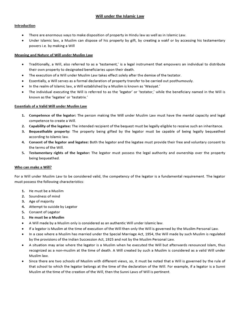 Understanding Wills in Islamic Law | PDF | Will And Testament | Sharia