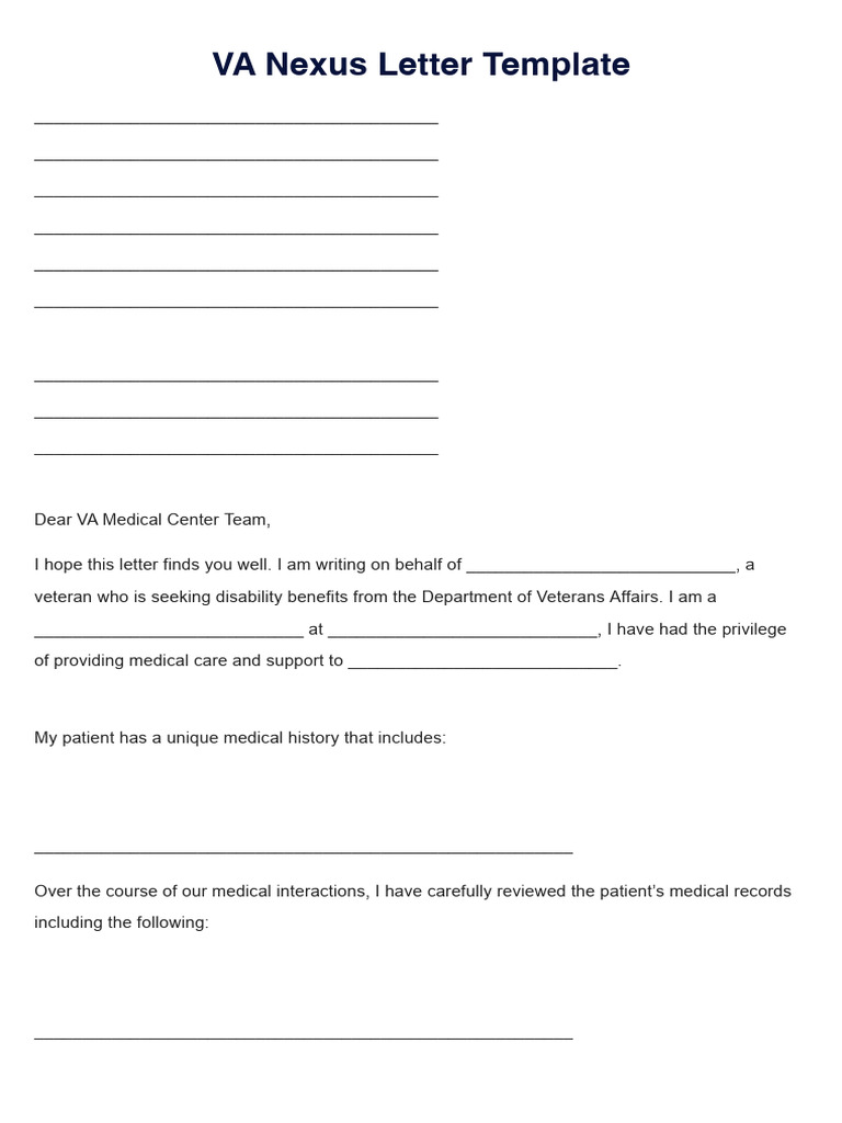 VA Nexus Letter Template for Disability | PDF | Veterans Health ...