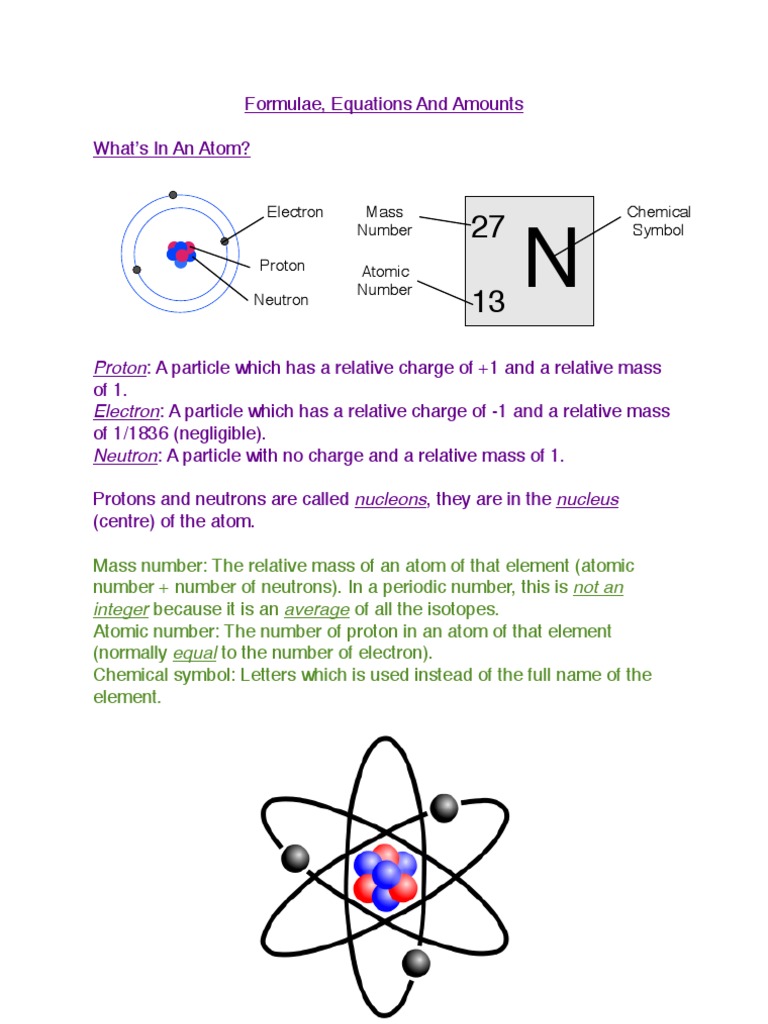 Atom Structure and Chemical Equations | PDF | Mole (Unit) | Ion