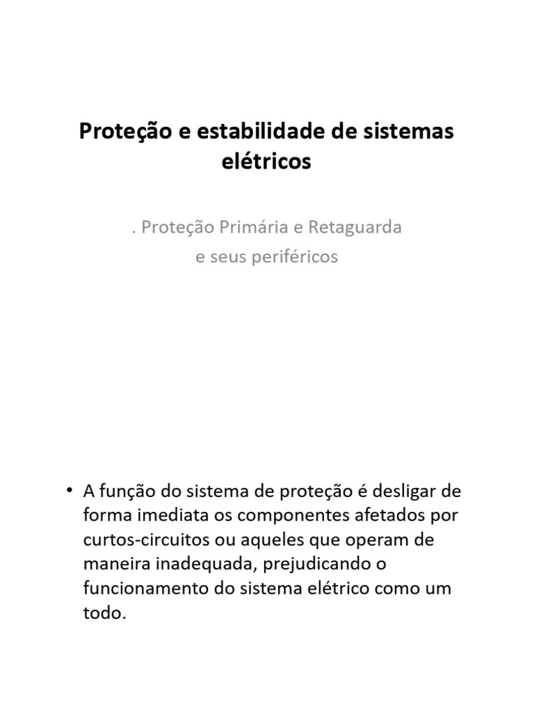 Proteção Primária e Retaguarda | PDF | Sistema de energia elétrica ...