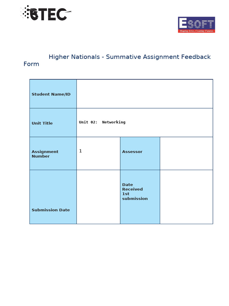 Networking Assignment Feedback Form | PDF | Computer Network | System