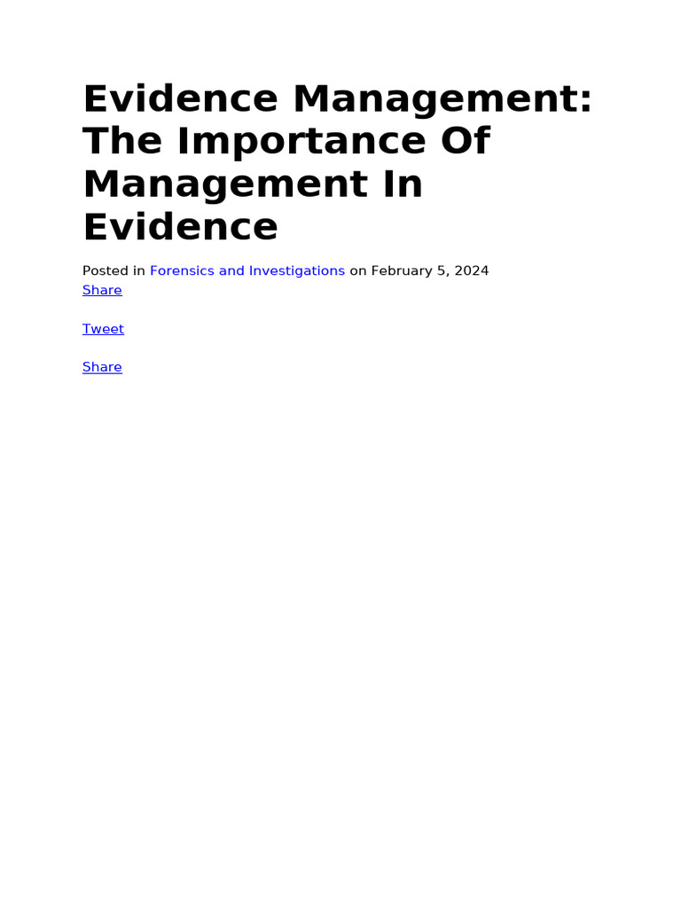 Evidence Management | PDF | Evidence | Crime Scene