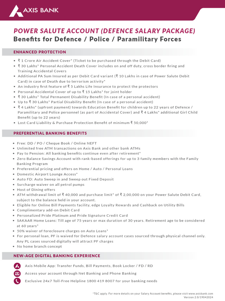 Defence Salary One Pager | PDF | Banks | Debit Card