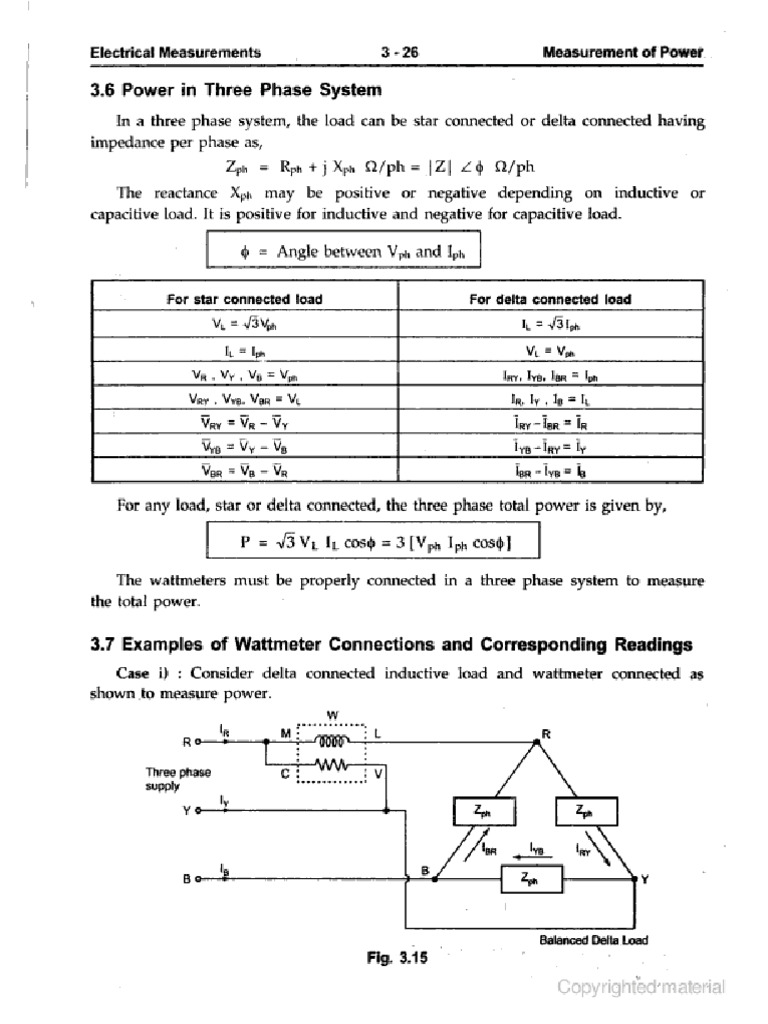 Measurement of Three Phase Power | PDF