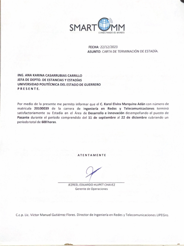 Carta Terminacion | PDF