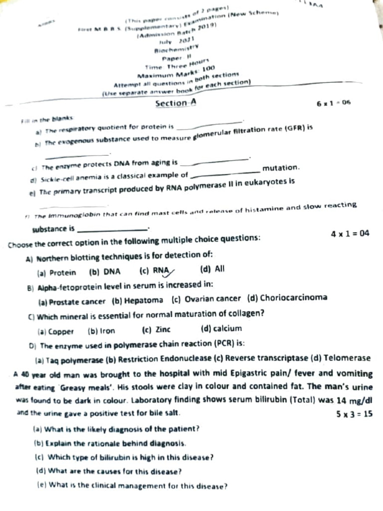 Biochemistry Exam Questions and Answers | PDF | Metabolism | Enzyme