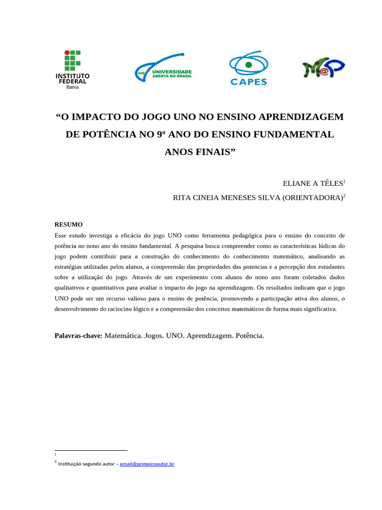 Templete TCC (Formato Artigo) - IFBA-iniciado | PDF | Aprendizado ...