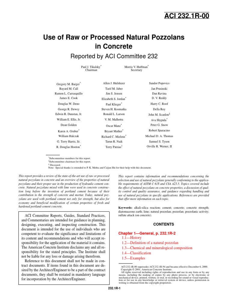 Use of Raw or Processed Natural Pozzolans | PDF | Concrete | Cement