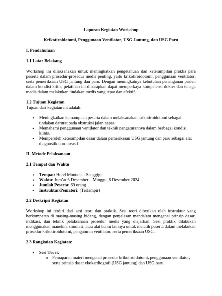Laporan Kegiatan Workshop | PDF