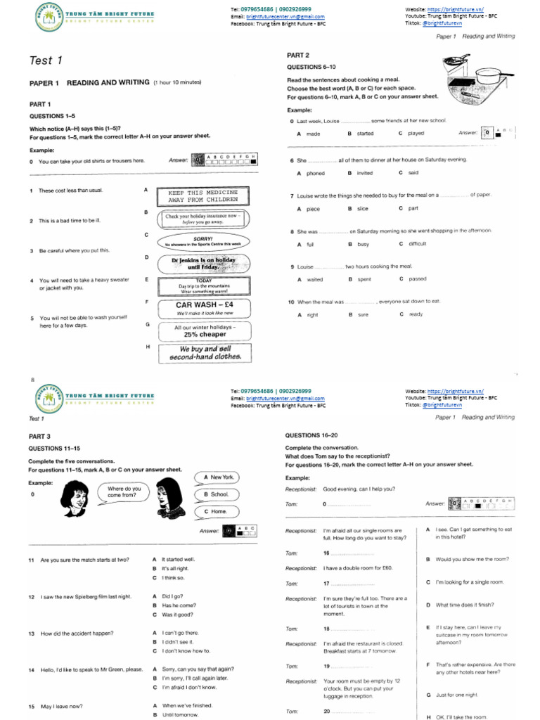 Contact Information for Bright Future Center | PDF