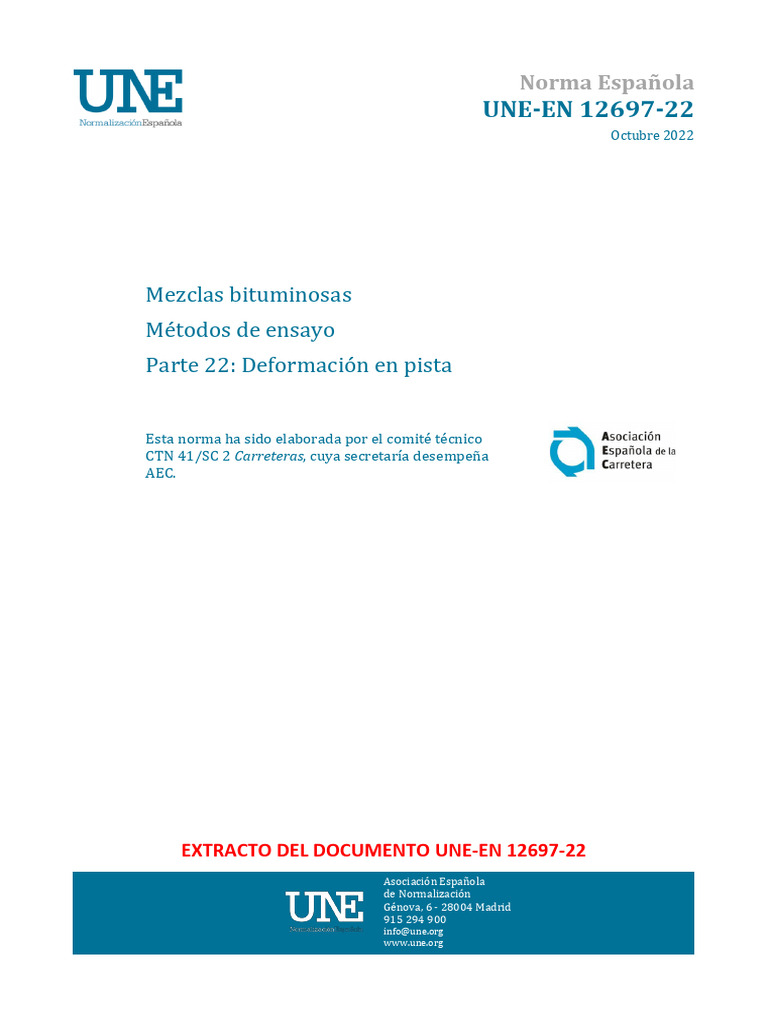 Norma UNE-EN 12697-22: Deformación en pista | PDF | Metrología
