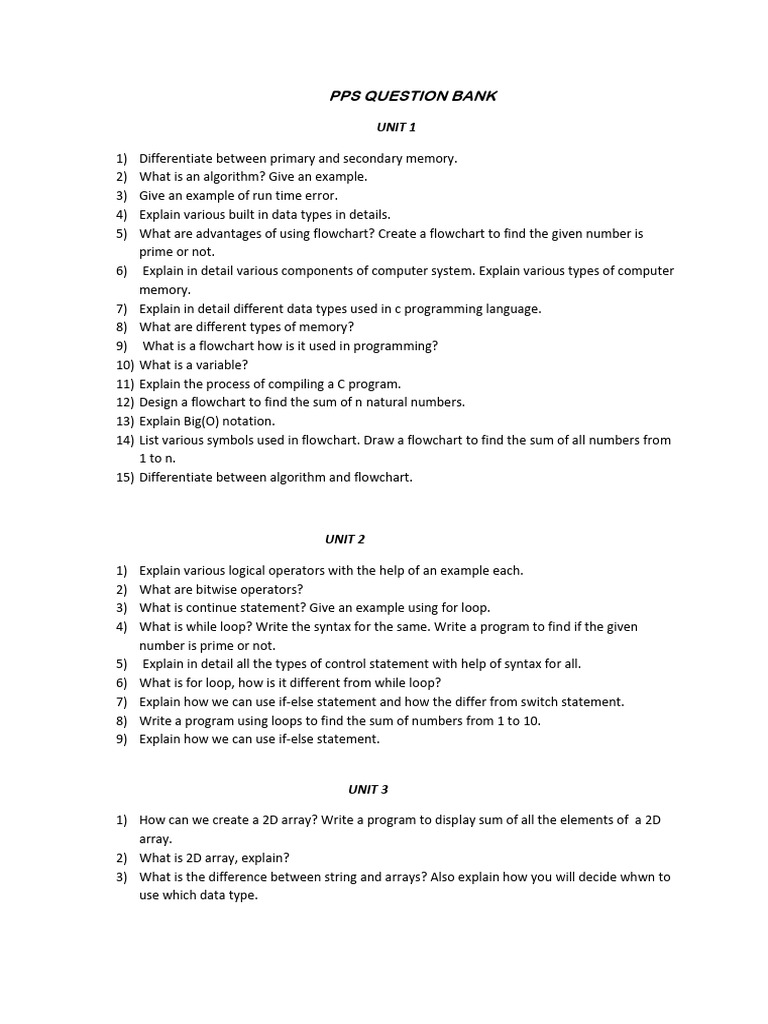PPS QBANK 2 of 2023,2024 ptu ques papsr | PDF | Pointer (Computer Programming) | Computer Program