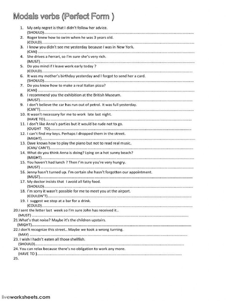 Modals Rephrasing Worksheet | PDF