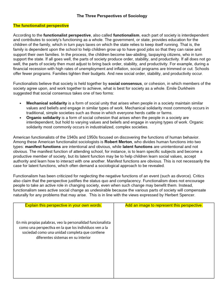 The Three Perspectives of Sociology | PDF | Society | Sociology
