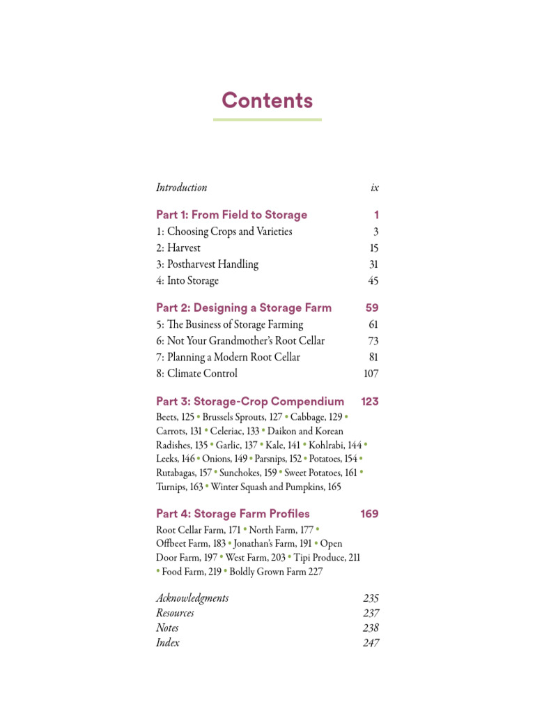Beyond the Root Cellar: Table of Contents | PDF