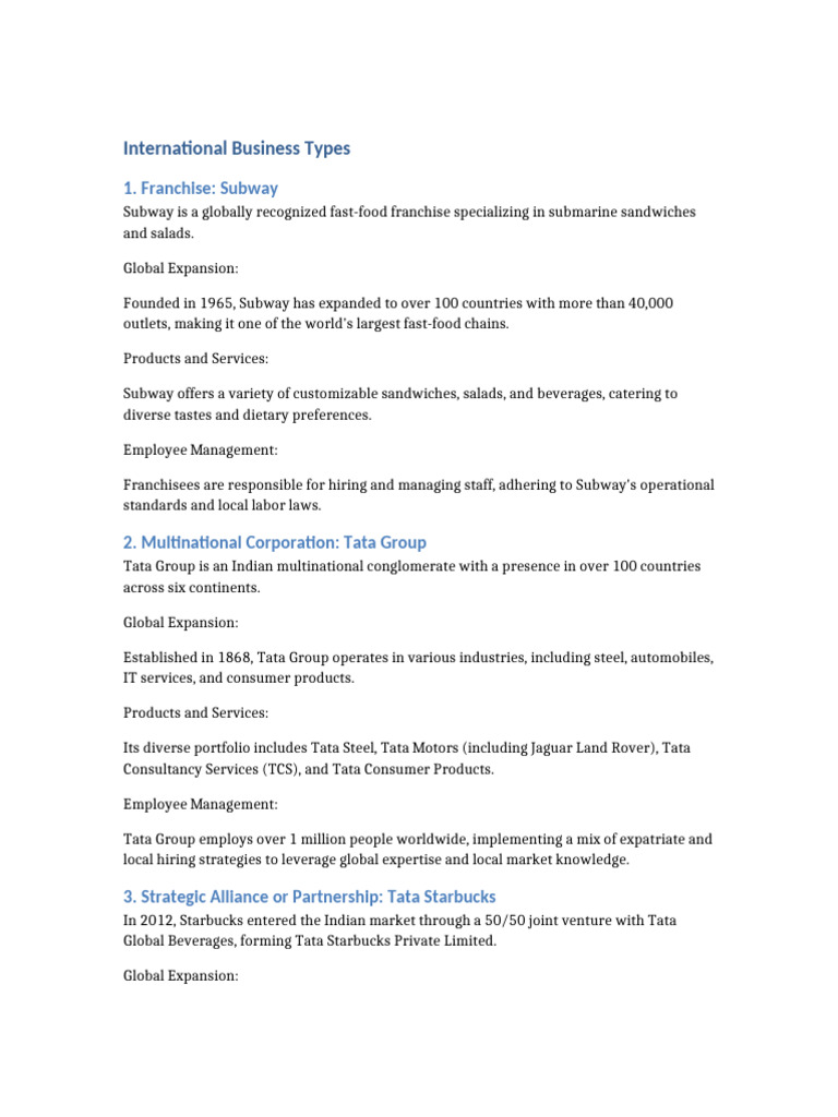 International Business Types | PDF
