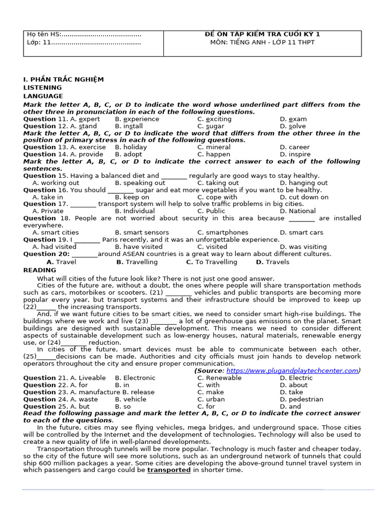 ĐỀ ÔN TẬP CK1 K11 A5 | PDF | Transport | Infrastructure