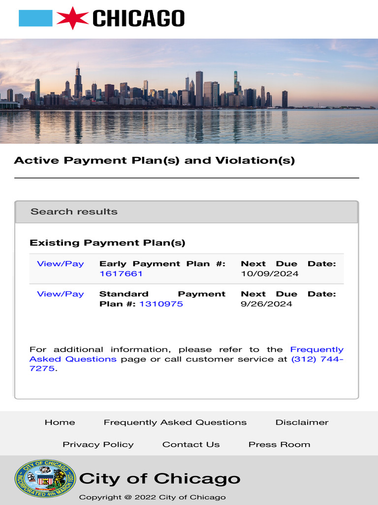 City of Chicago Parking Ticket Payment Plan | PDF