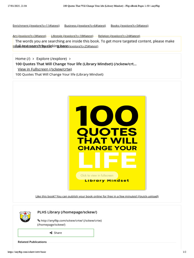 100 Quotes That Will Change Your Life (Library Mindset) - Flip Ebook ...