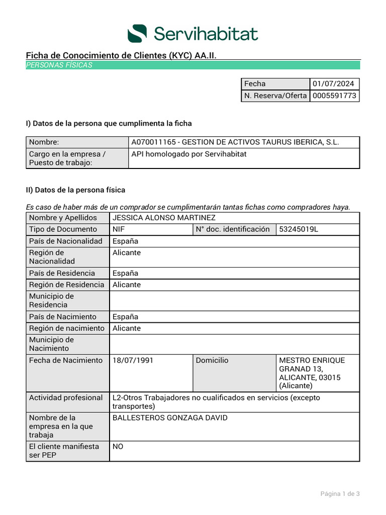 Kyc - 0005591773 74.000 Jessica | PDF | Bancos | España