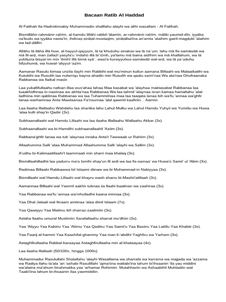 Bacaan Ratib Al Haddad | PDF