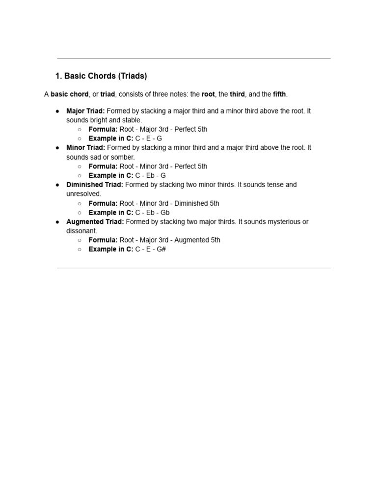 Basic Triads: Major, Minor, Diminished, Augmented | PDF