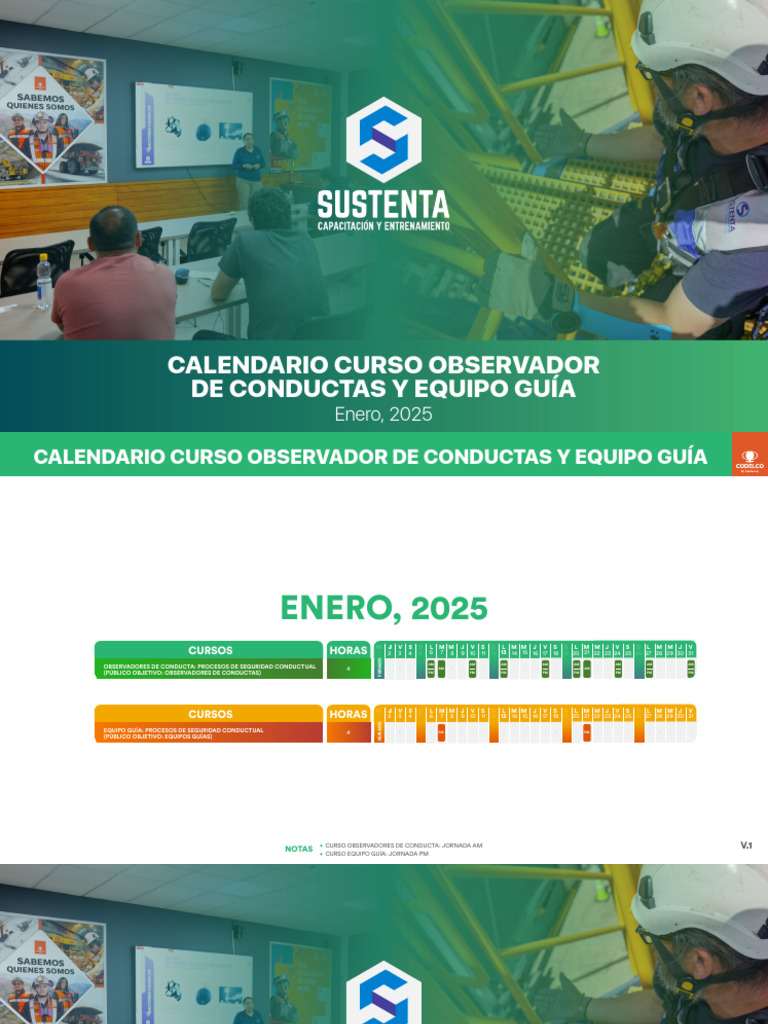 Calendario Curso Observador de Conductas y Equipo Guía - Enero 2025 | PDF