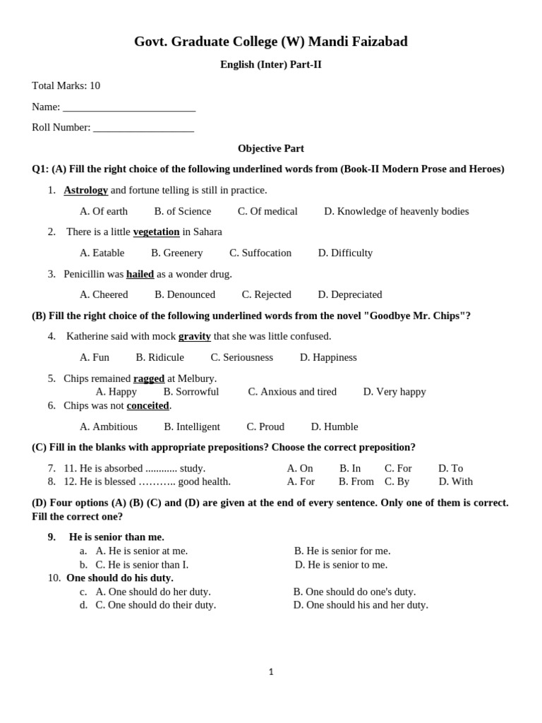 Inter Part 2 Obj A | PDF