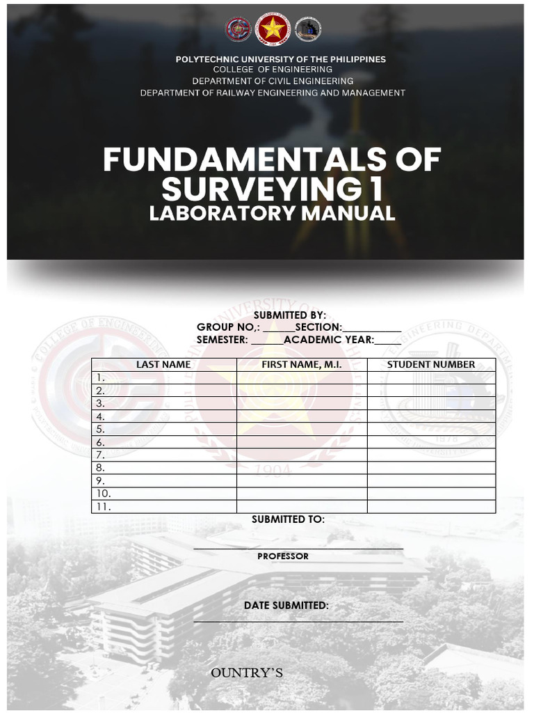 Surveying 1 ELEMENTARY SURVEYING Laboratory Manual Sept192024 | PDF ...
