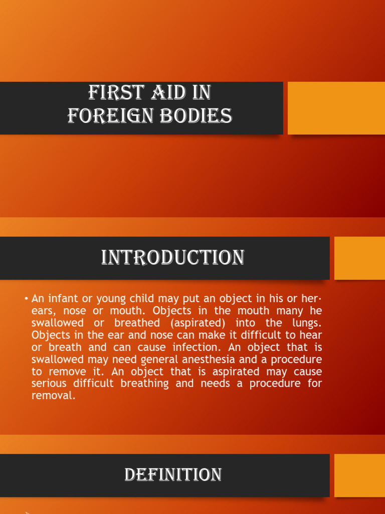 First Aid in Foreign Bodies | PDF | Ear | First Aid
