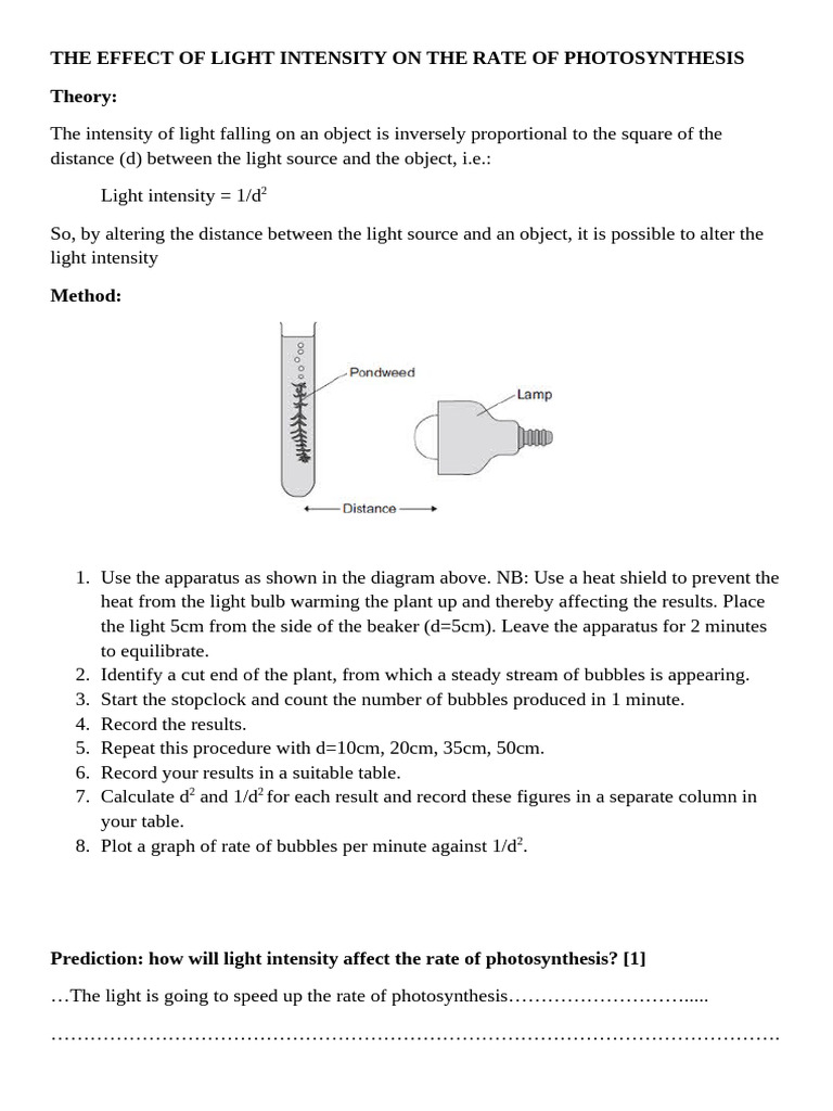 Pondweed and Light Experiment | PDF | Photosynthesis | Water
