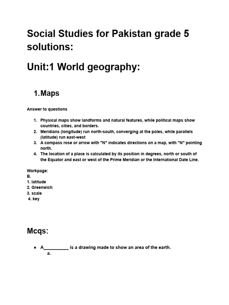 Social Studies Grade 5 Solutions | PDF | Benazir Bhutto | Nawaz Sharif