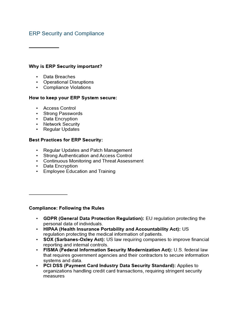 ERP Security and Compliance | PDF