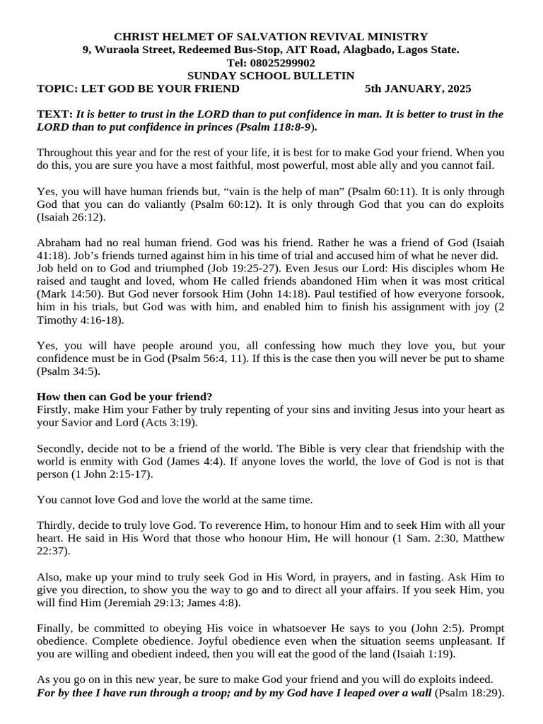 CHRIST HELMET OF SALVATION REVIVAL MINISTRY 2025 | PDF | Jesus | Salvation