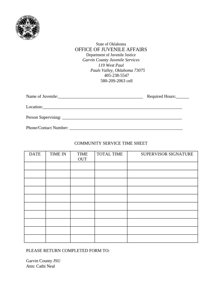 Community Service Form | PDF