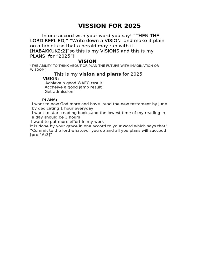 Vission For 2025 | PDF