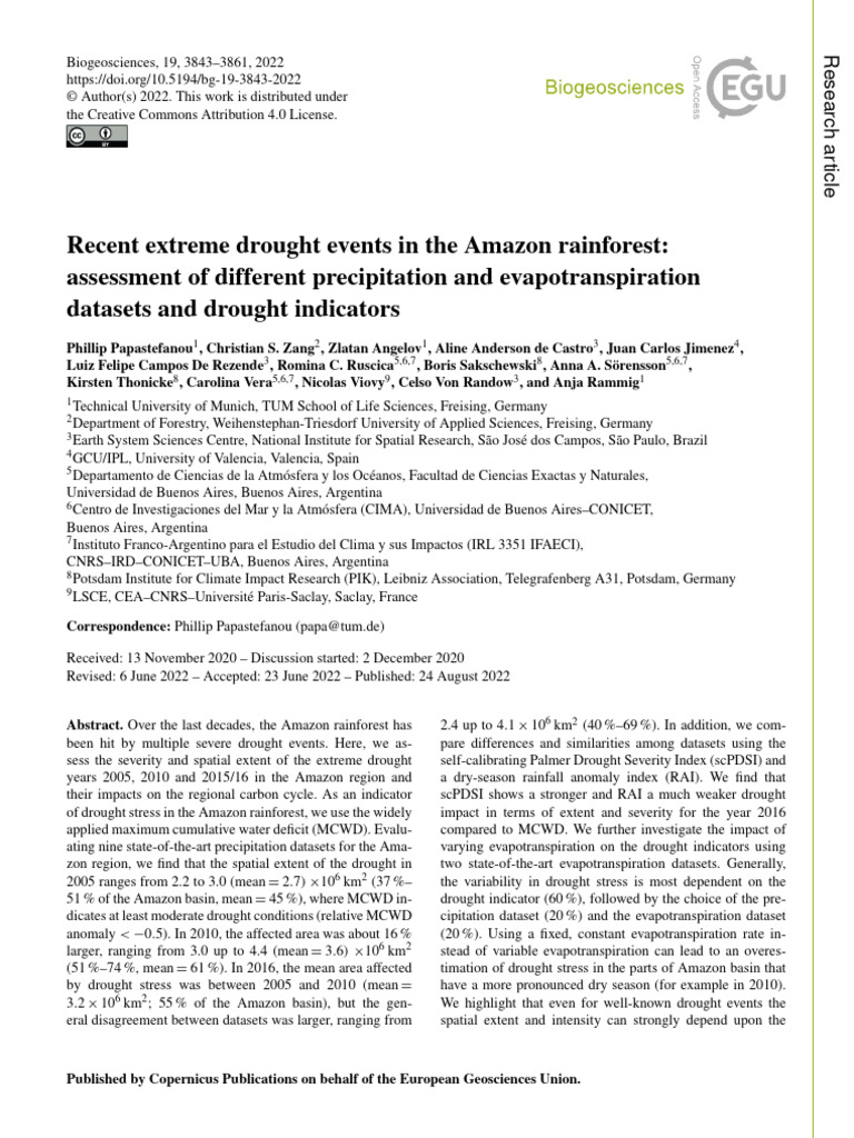 Recent Extreme Drought Events in The Amazon Rainfo | PDF | Drought ...