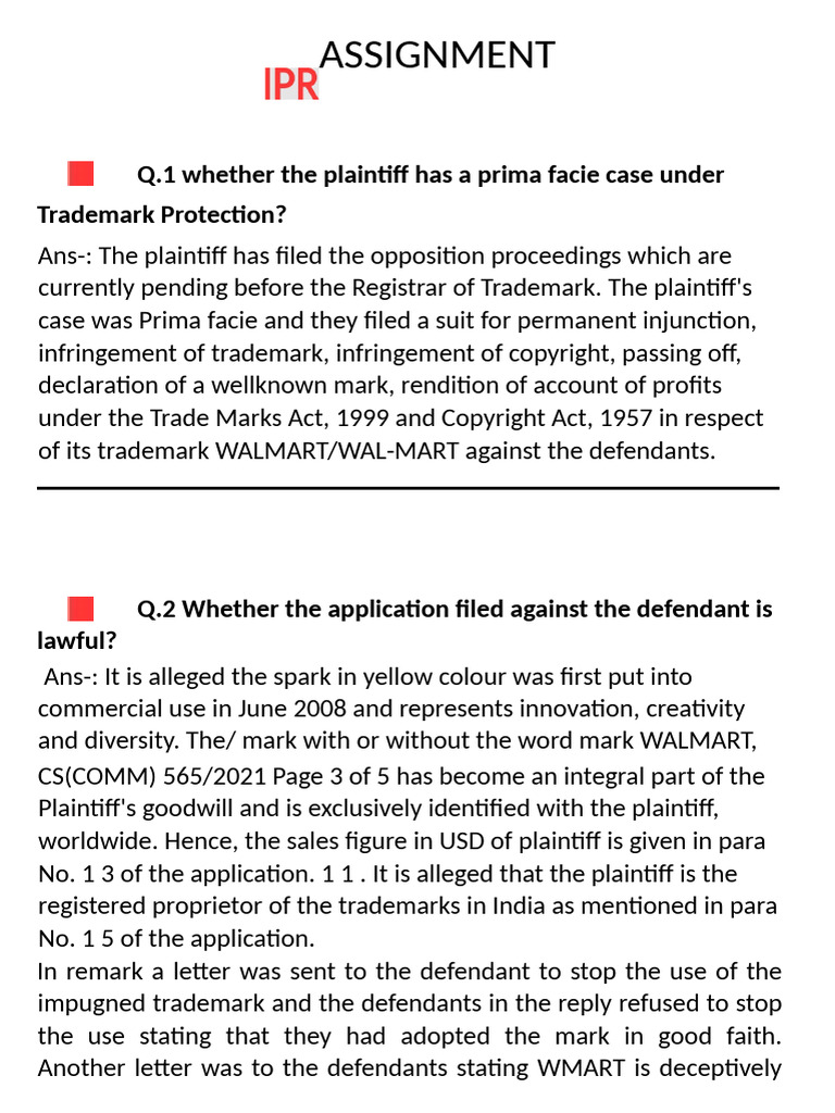 Aniket Patil IPR Assignment | PDF | Trademark | Copyright
