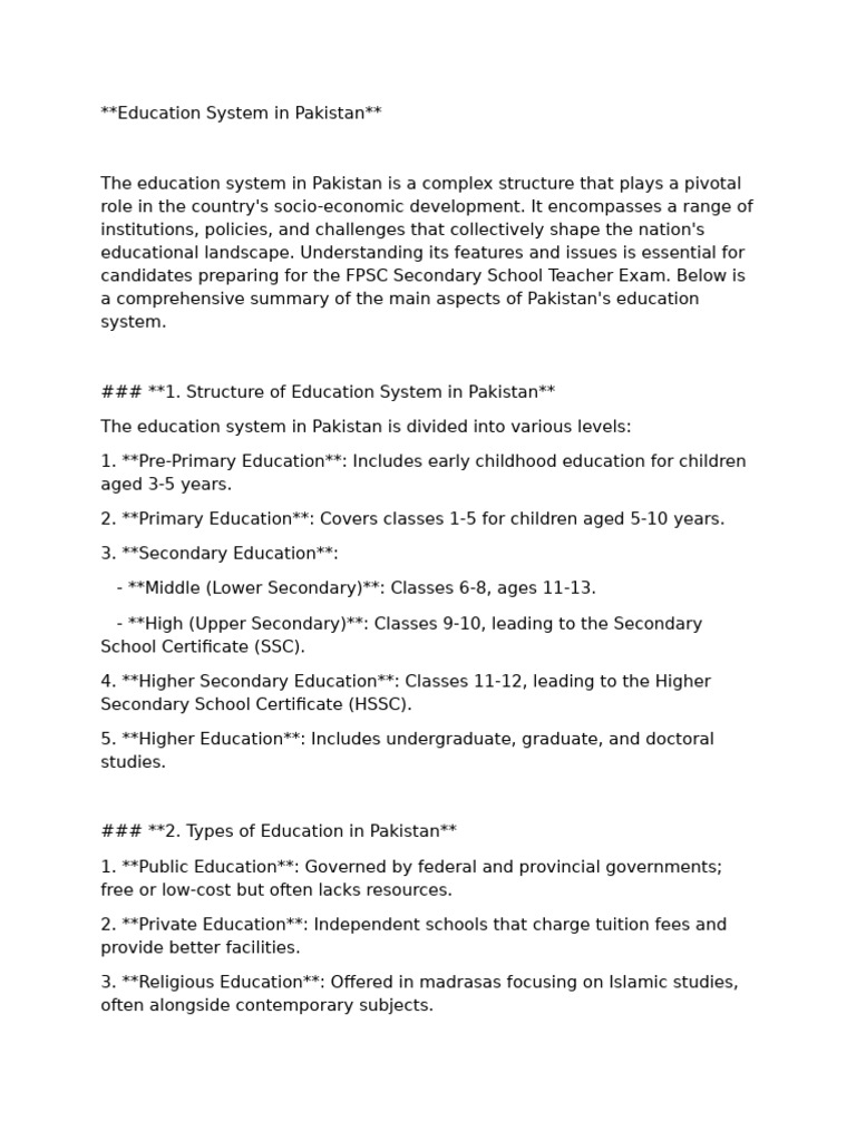 Education System in Pakistan | PDF | Education Policy | Poverty