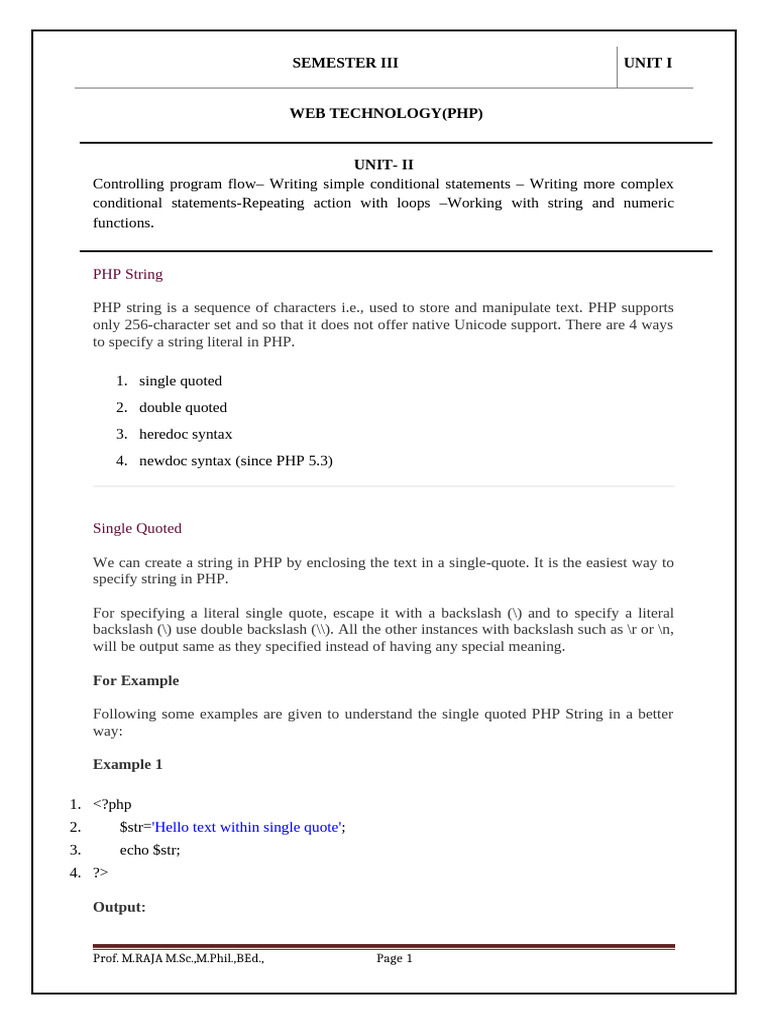 Unit Ii-Wt-Php-Iib - Com (Ca) | PDF | Php | Numbers