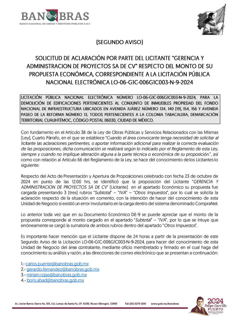 Segundo Aviso Banobras 2024 | PDF